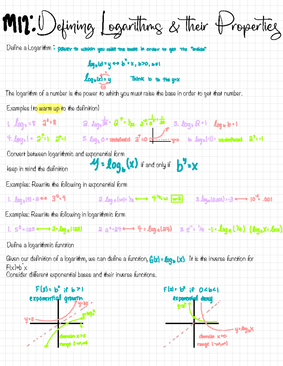 MA 111 M12 - Definitions of Logs and Their Properties - Def g ...