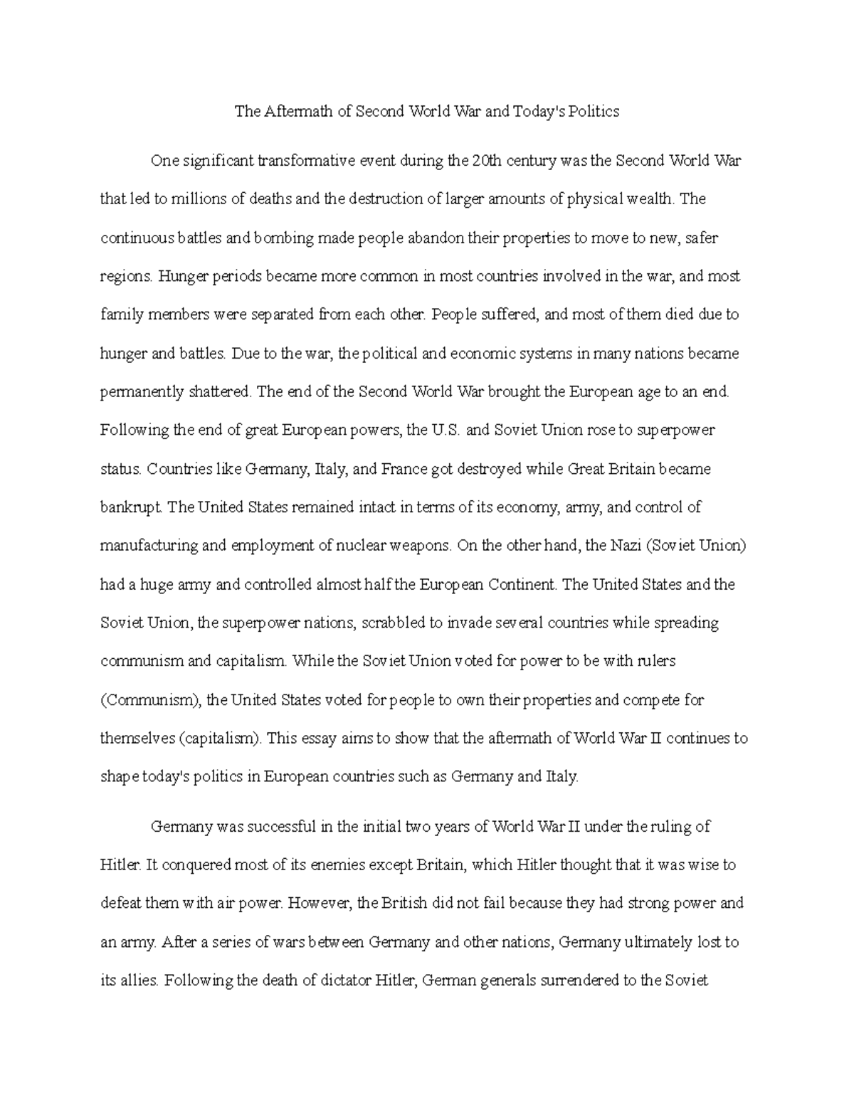 The Aftermath of Second World War and Today - The continuous battles ...