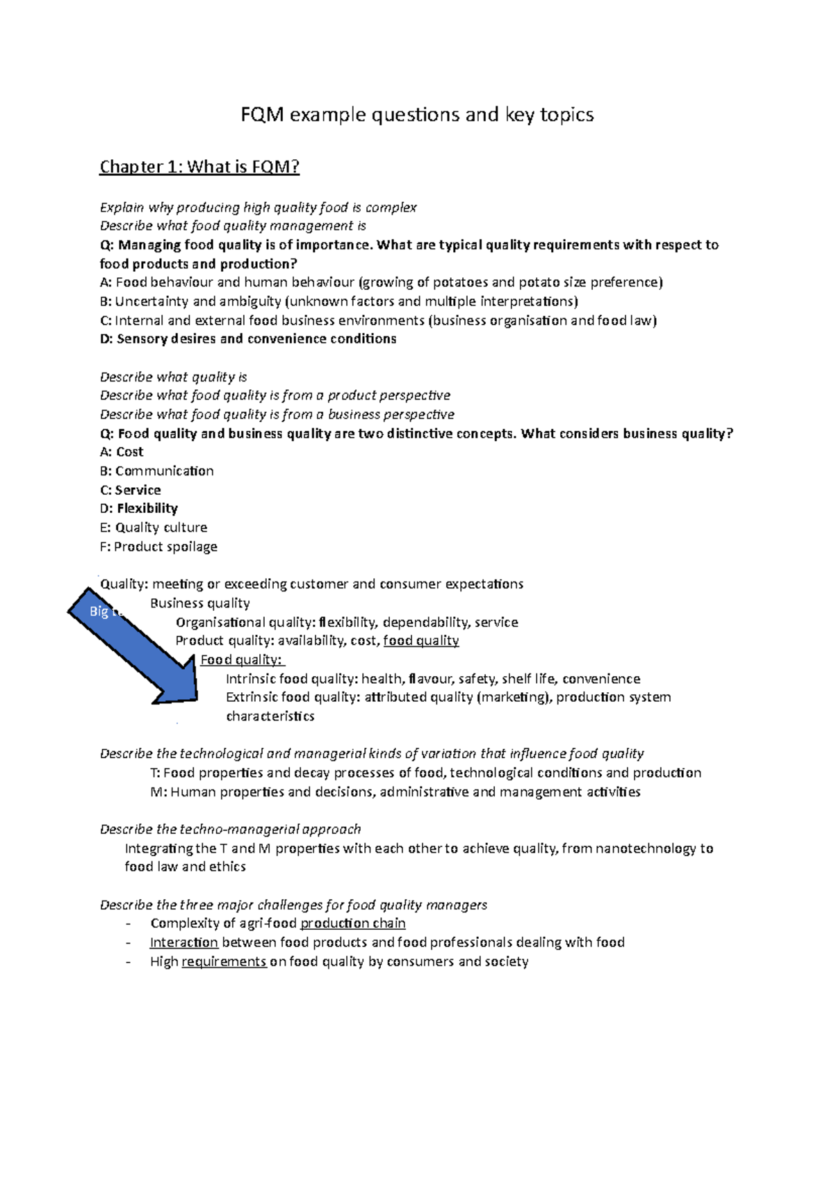 FQM Summary - Uitgebreide samenvatting van het vak, zonder de ...