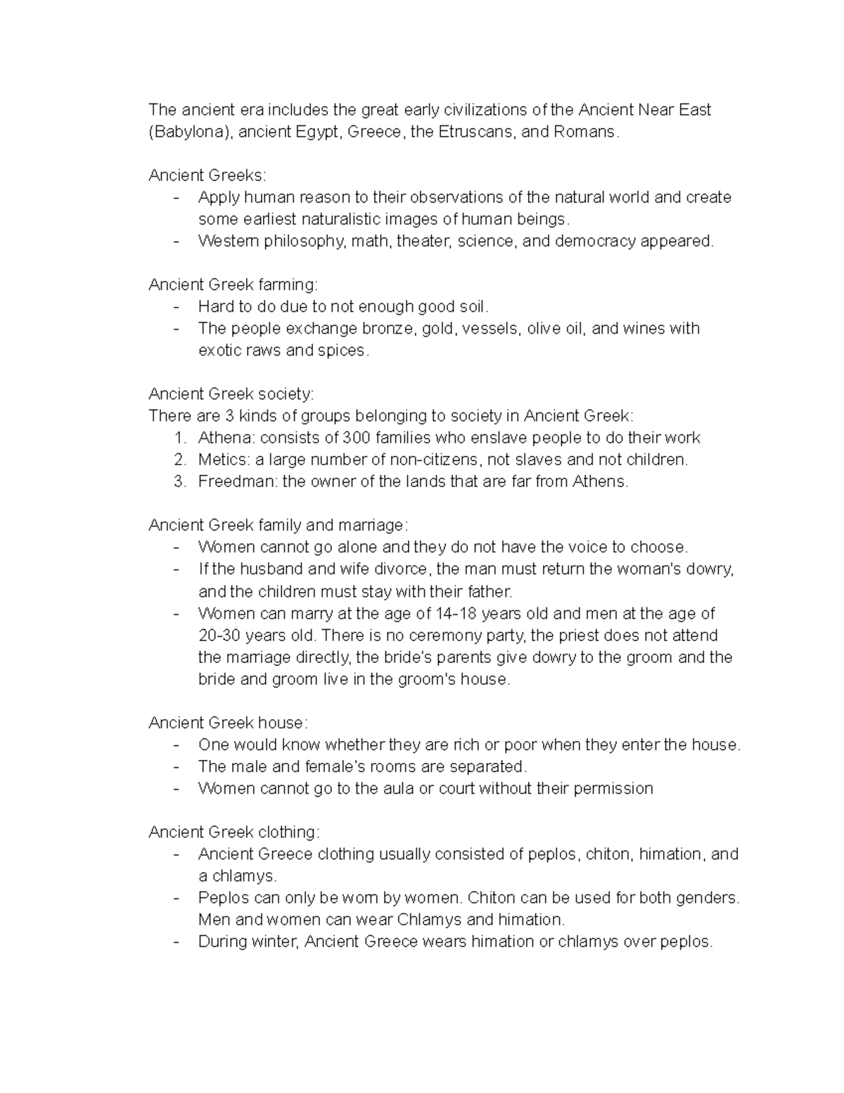 Ancient Greeks - notes - The ancient era includes the great early ...