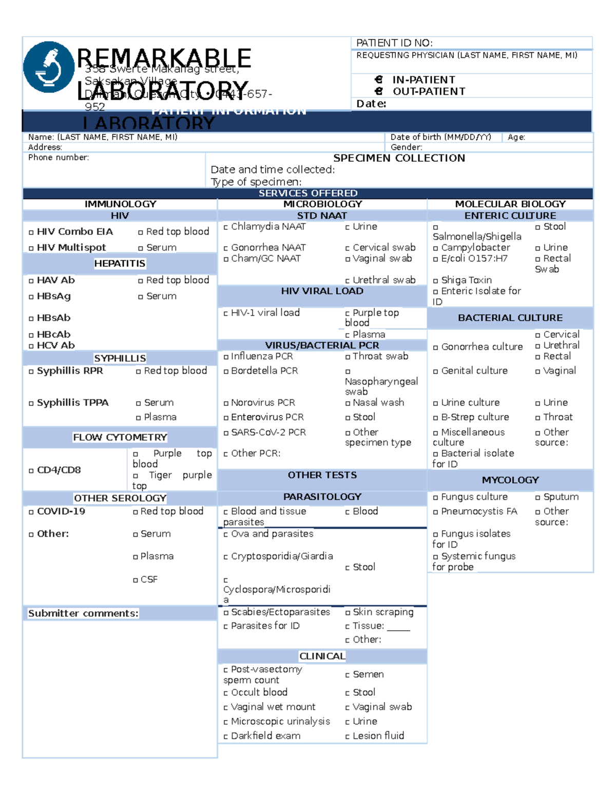 Laboratory Request Sample PATIENT ID NO REQUESTING PHYSICIAN LAST laboratory-request-sample-patient-id-no-requesting-physician-last