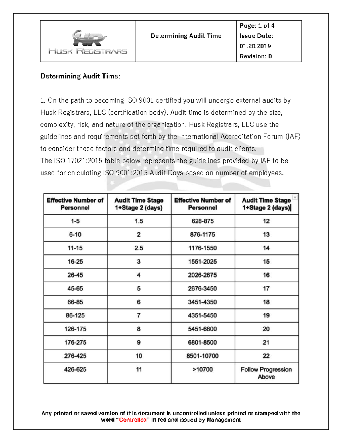 Determining-Audit-Time - Determining Audit Time Issue Date: 01 ...