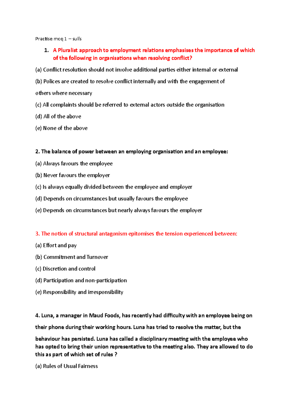 Pm4064 sample mcq - Practise mcq 1 – sulis 1. A Pluralist approach to ...