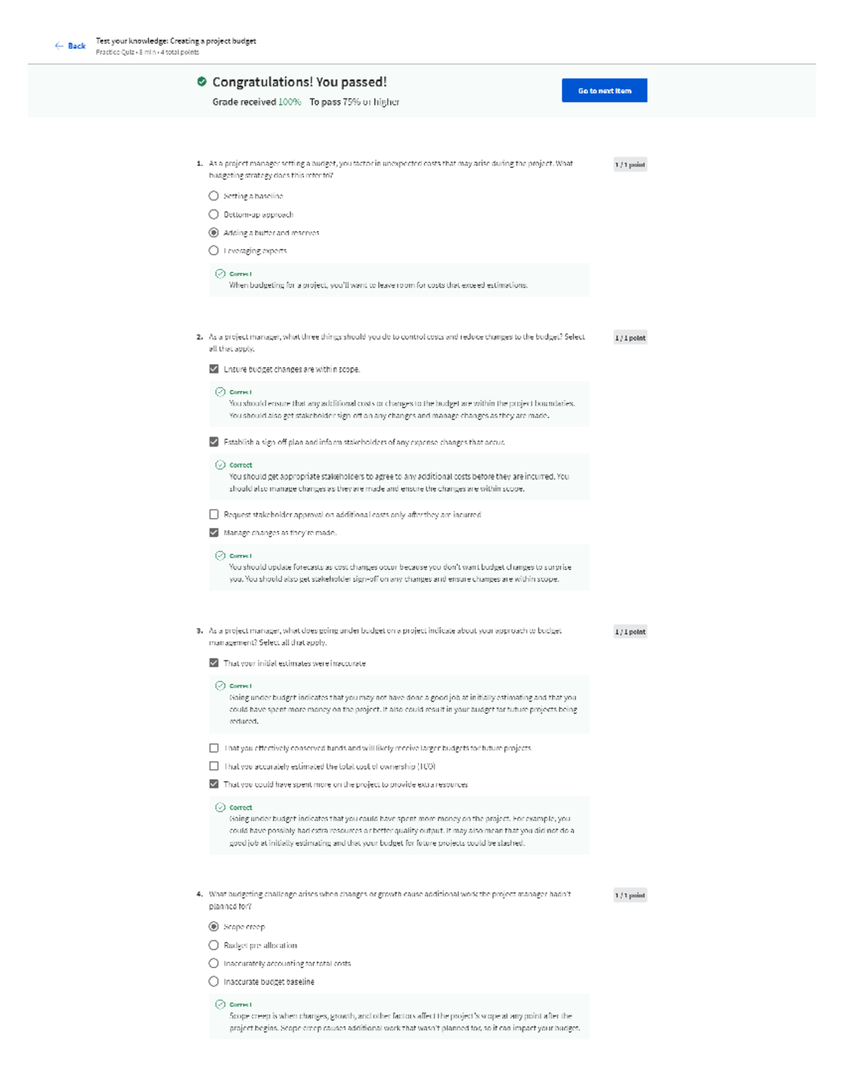 C3W3PQ2-Creating a Project Budget - Project Planning: Putting It All ...