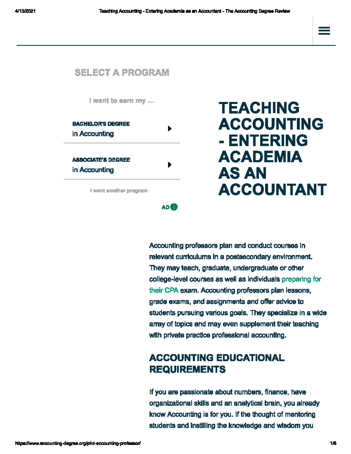 Teaching Accounting - ......... - BS Accountancy - Studocu