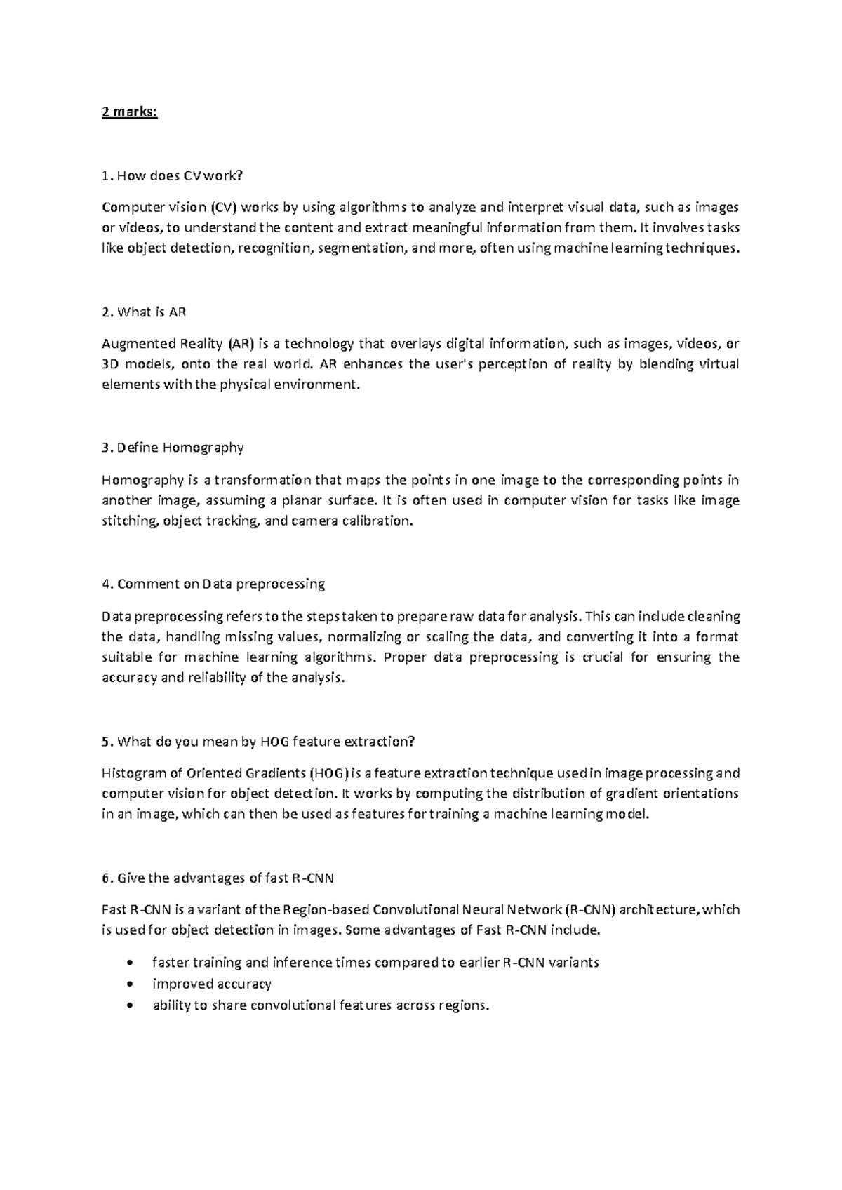 computer vision - 2 marks: How does CV work? Computer vision (CV) works ...