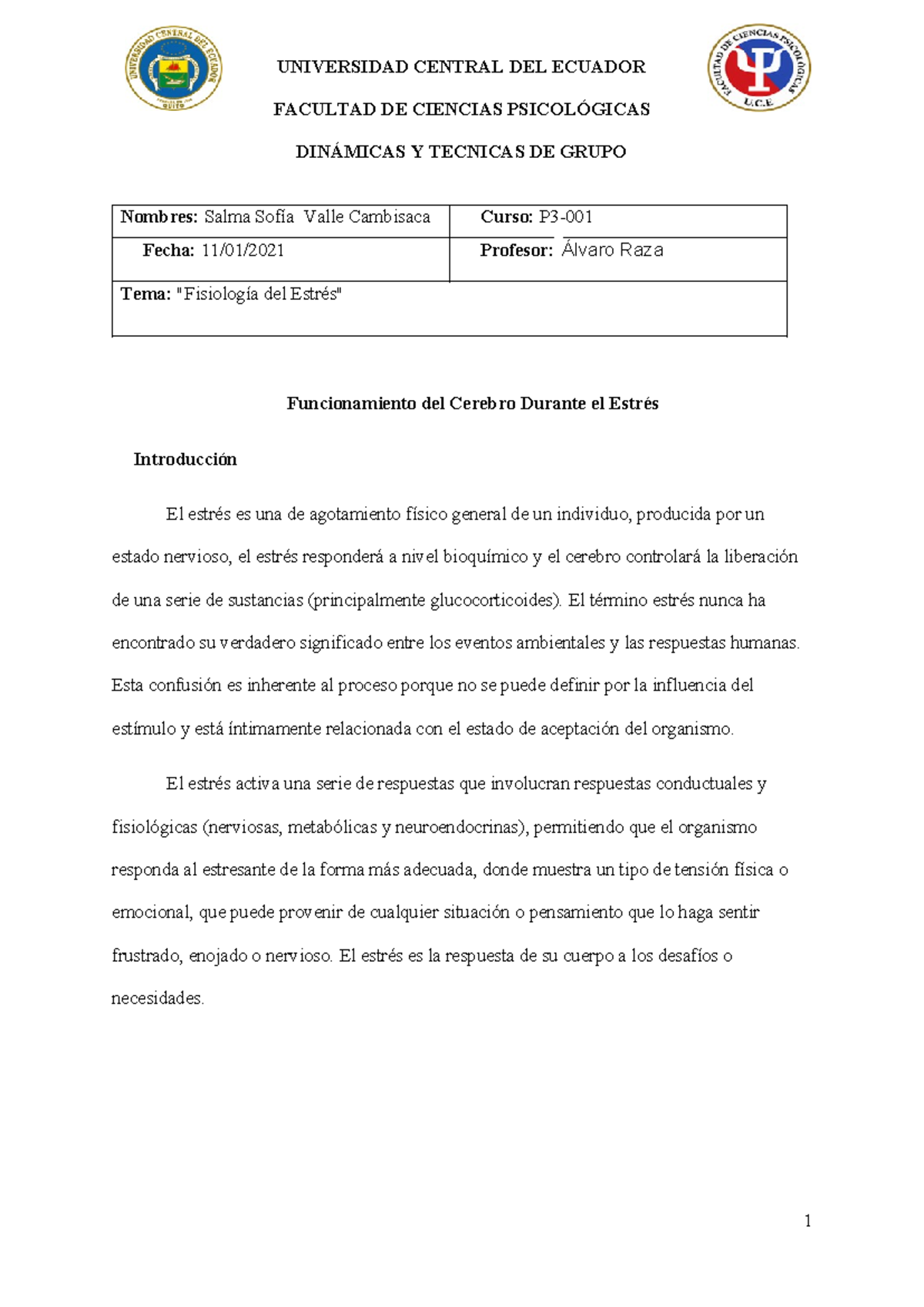 Tarea individual 11 enero 2021; ensayo filosofia del estres - FACULTAD ...