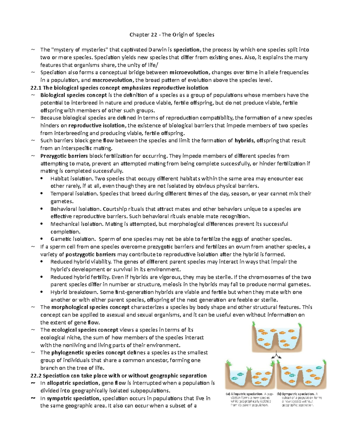 Chapter 22 - The Origin of Species - Chapter 22 - The Origin of Species The "mystery of - Studocu