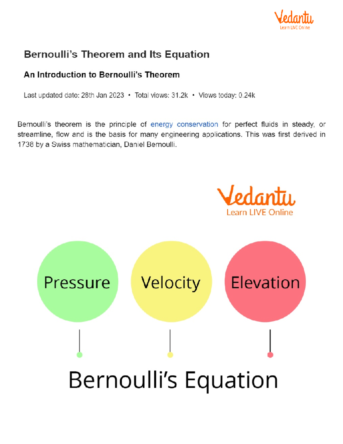 Bernoulli’s Theorem and Its Equation - B.tech CSE - Studocu