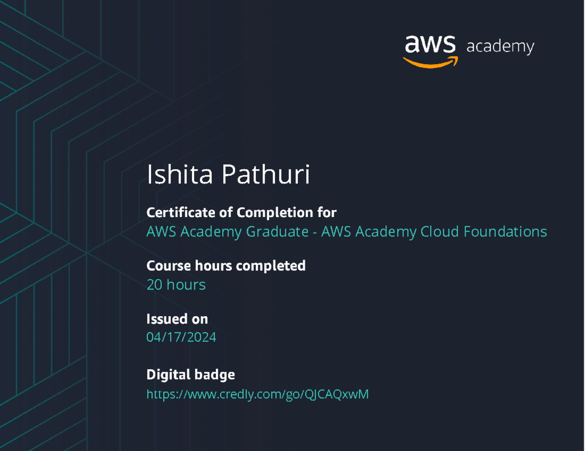 AWS Academy Graduate AWS Academy Cloud Foundations Badge 20240417-45 ...