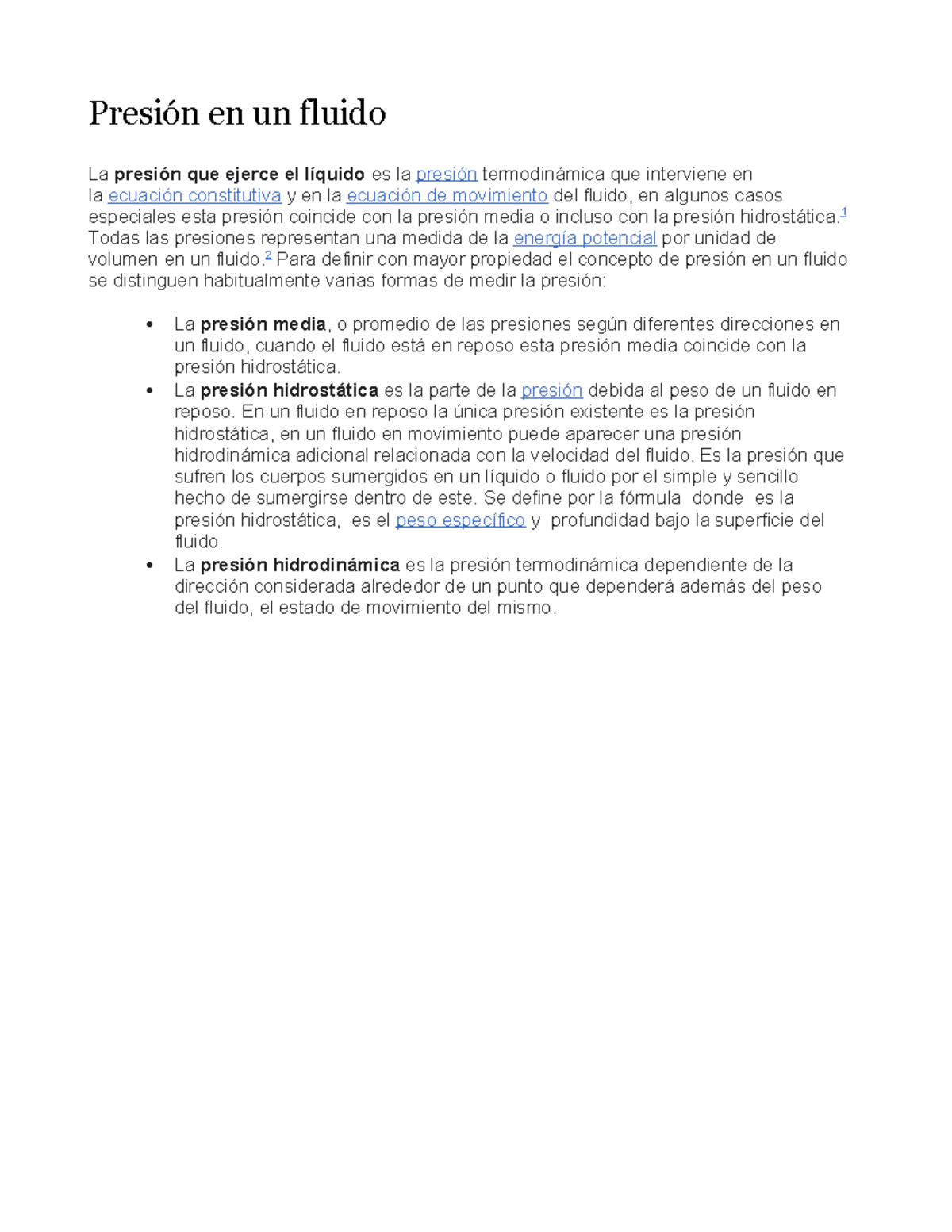 Presión en un fluido - Presión en un fluido La presión que ejerce el líquido es la presión - Studocu