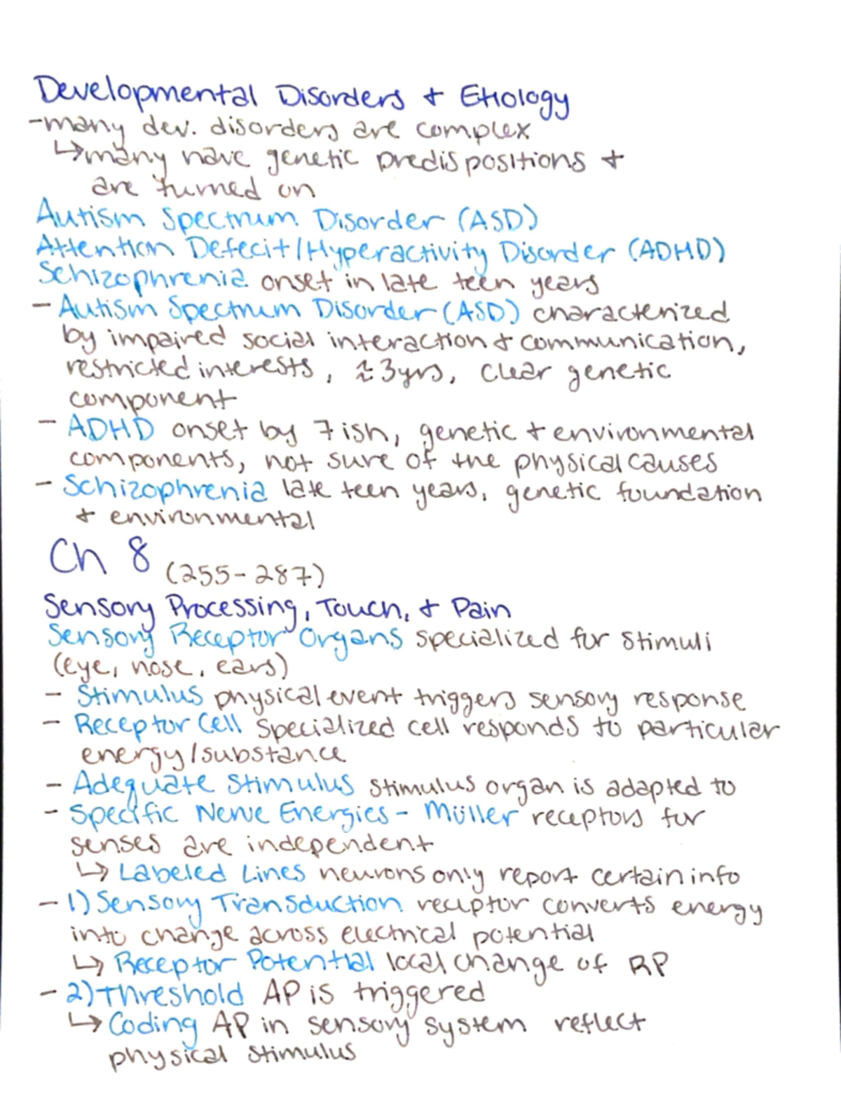 Week 7b Lecture And Assigned Reading Notes Developmental Disorders