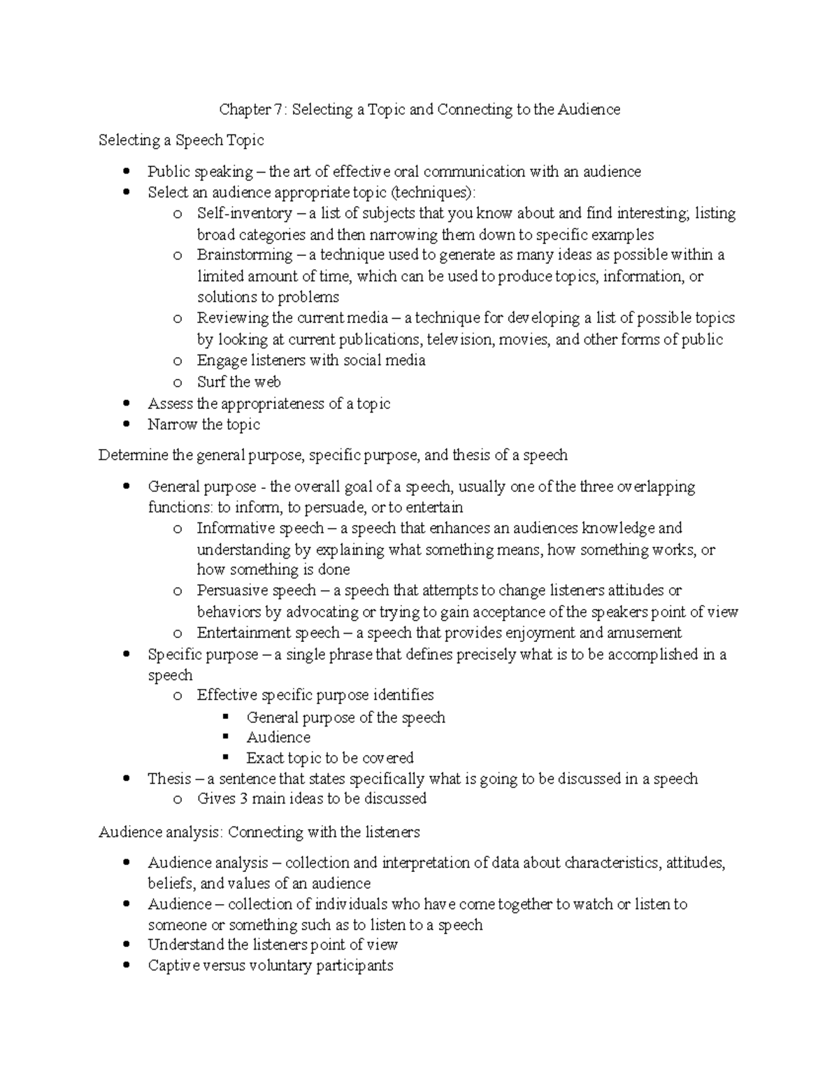 Chapter 7 - Selecting a topic and connecting to the audience - Chapter ...