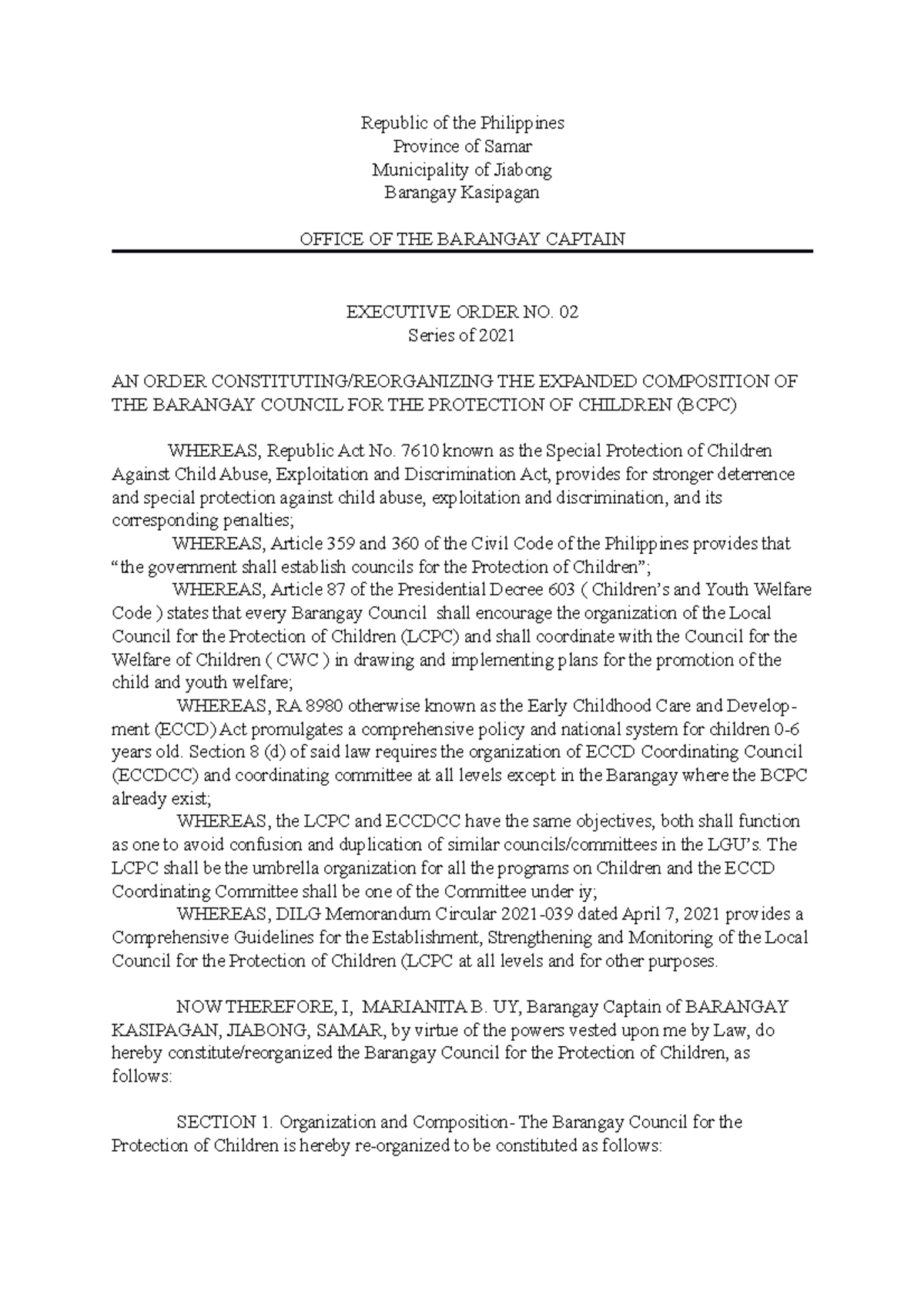 BCPC-EO 2021 - Activity 6 in Professional Education - Republic of the ...