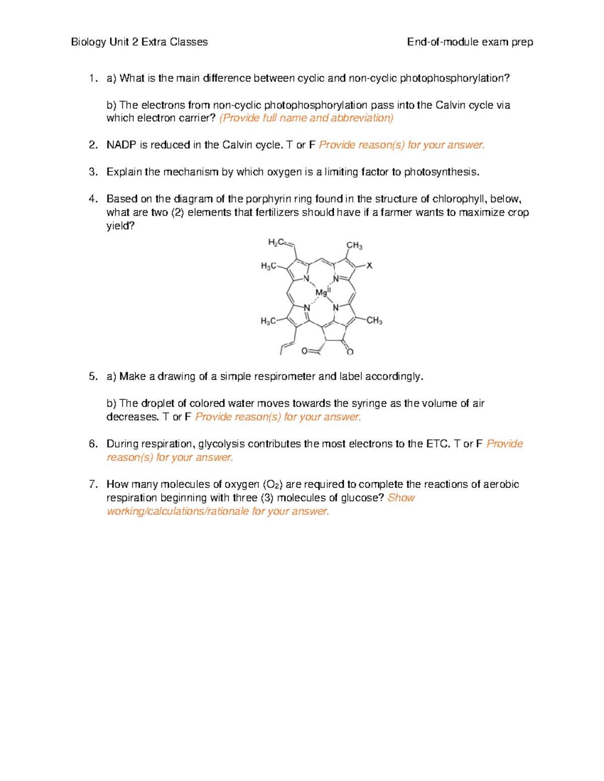 Extra class exam prep - lol. - Biology Unit 2 Extra Classes End-of ...