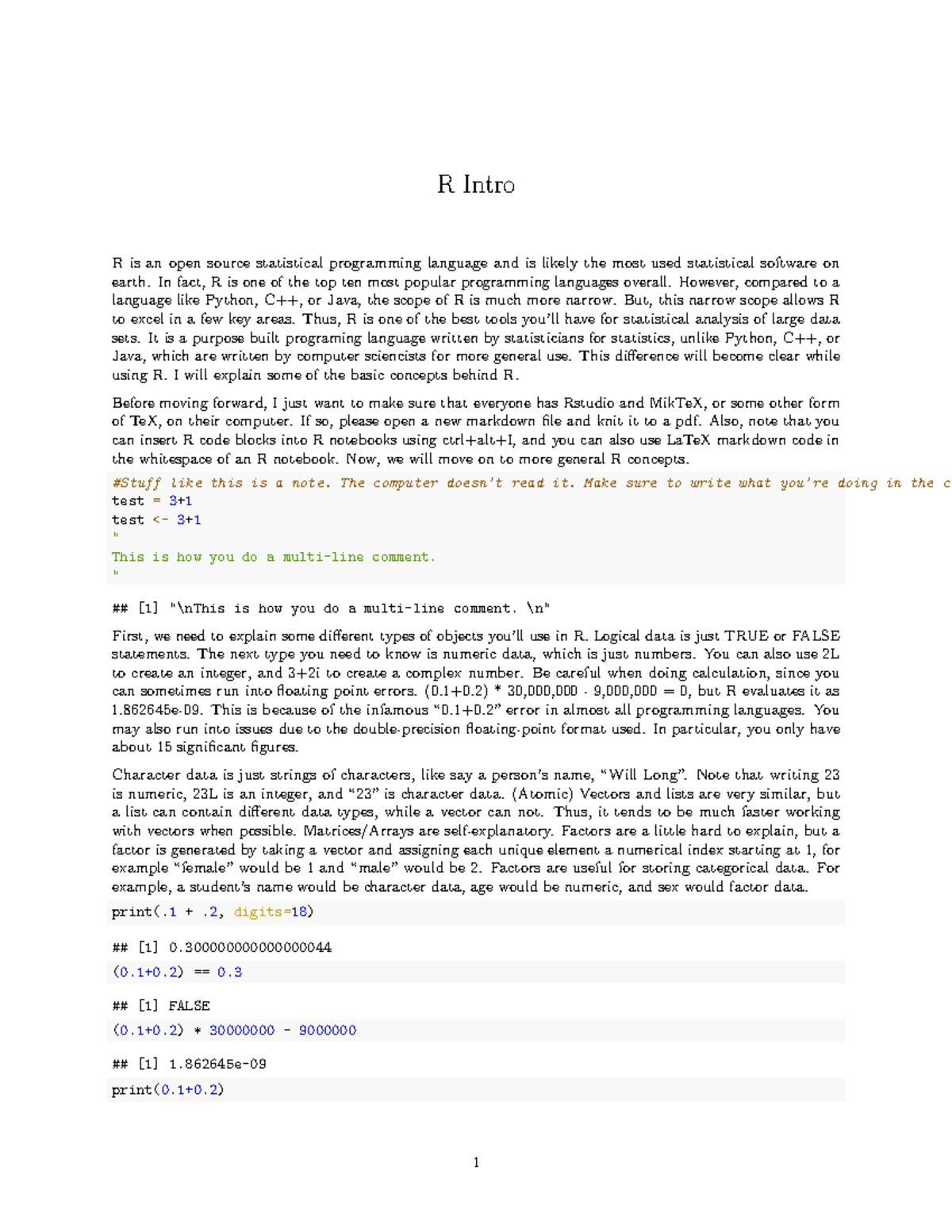 QF 112 Session 1 intor recitation - R Intro R is an open source statistical programming language ...