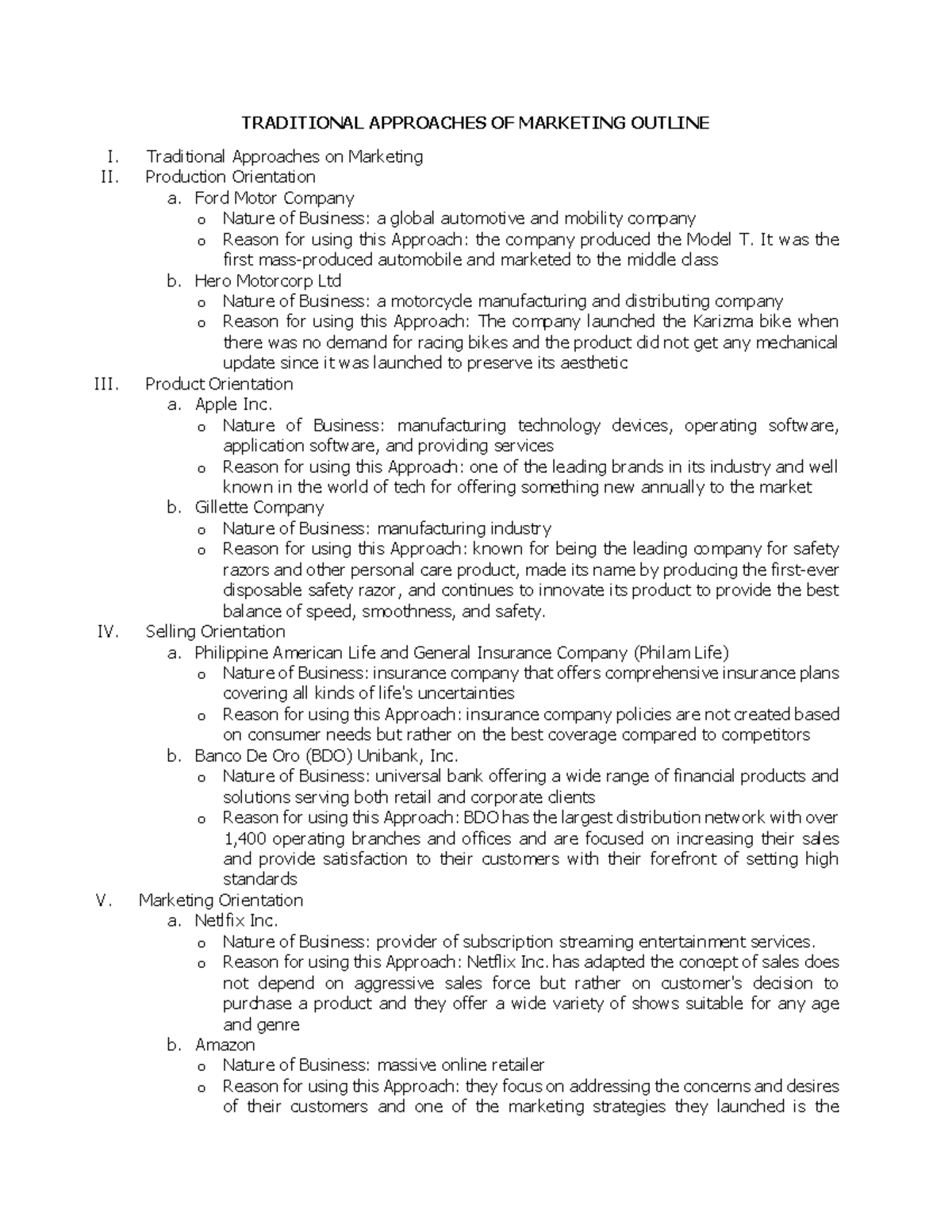 Traditional Approaches OF Marketing - TRADITIONAL APPROACHES OF ...