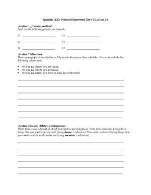 Spanish 1120 Extended Writing Homework Set 6 - 06/20/ Spanish 1120 ...