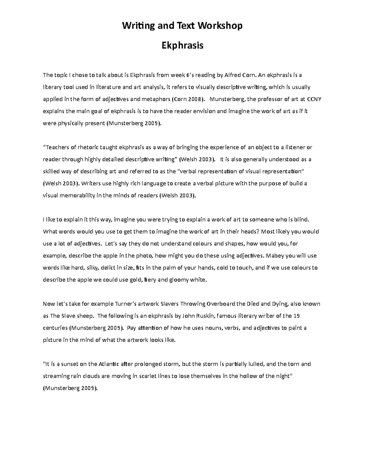Writing and Text Workshop - Ekphrasis - Writing and Text Workshop ...