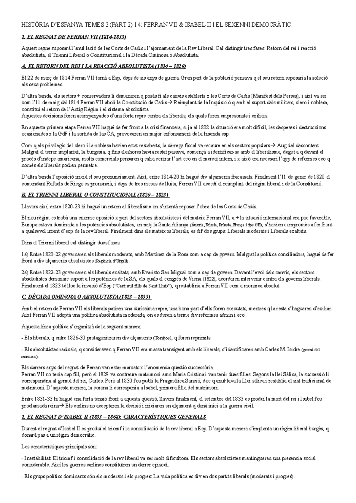 TEMA 3 (PART 2) I 4 - HIST D' Espanya - HISTÒRIA D’ESPANYA TEMES 3 (PART 2) I 4: FERRAN VII ...