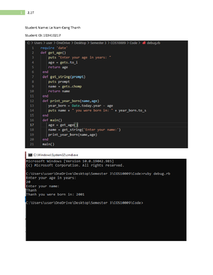 Tutorial Task - Hand execution - Arrays - Answers to Questions from TT 6. Hand execution using a ...
