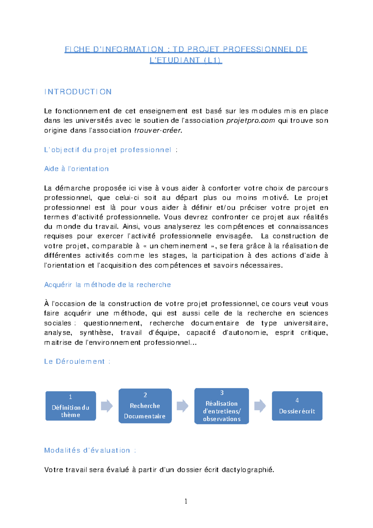 2- Le projet professionnel exemple pour l'étudiant - FICHE D ...