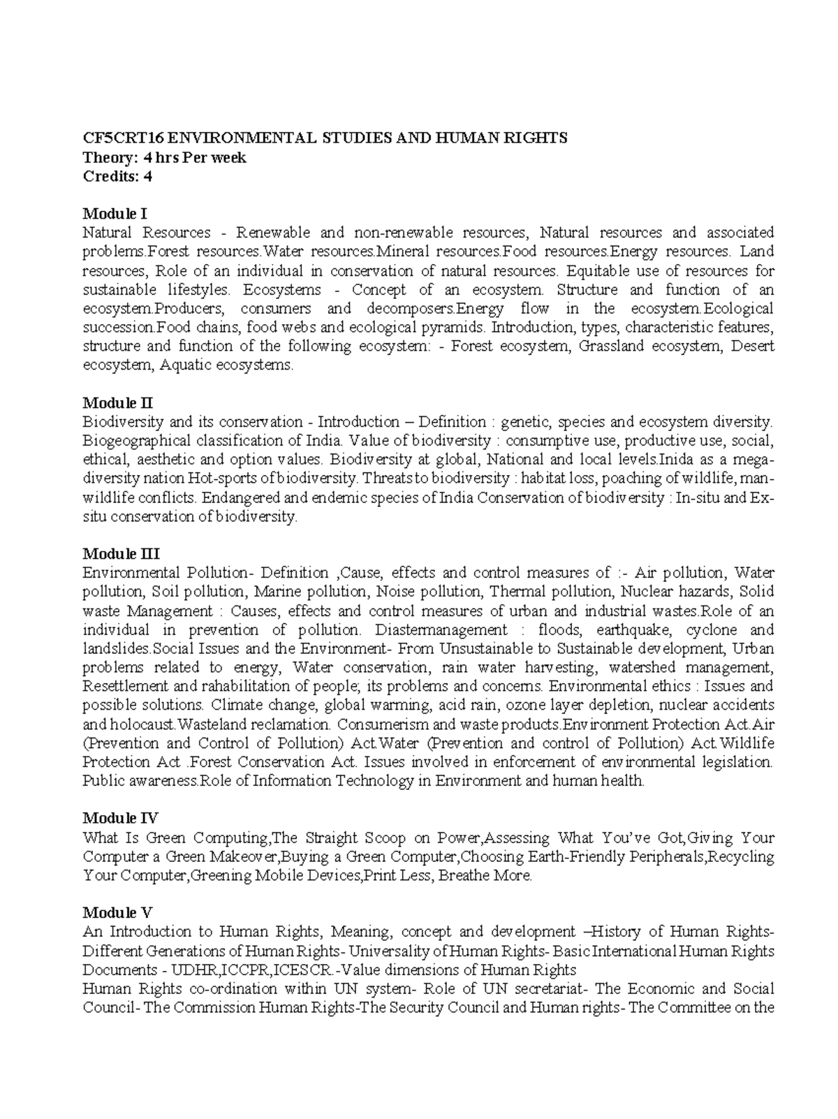 Environmental Studies AND Human Rights - CF5CRT16 ENVIRONMENTAL STUDIES ...