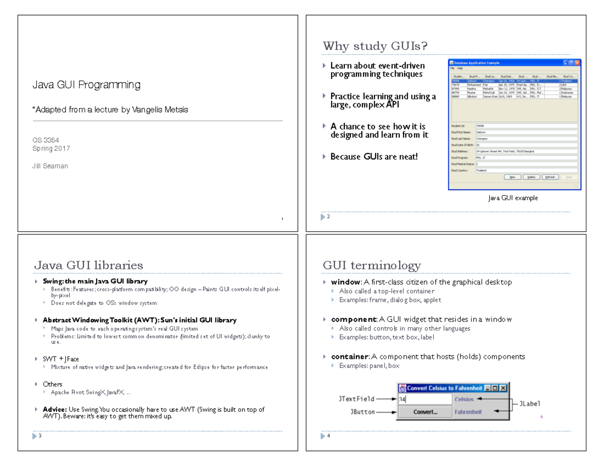 Javaguiprogramming - Ffhhbccdhh - Java GUI Programming *Adapted from a ...