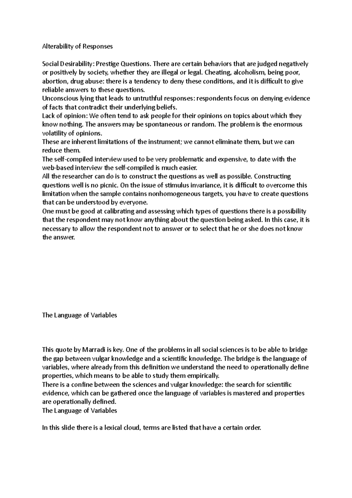 Alterability of Responses - Alterability of Responses Social ...