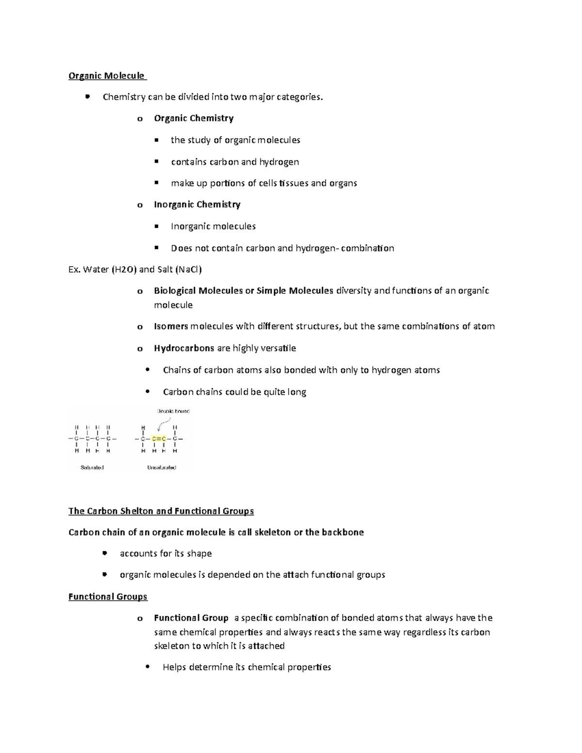 Organic Molecule - Lecture notes Chapter 6 - Organic Molecule Chemistry ...