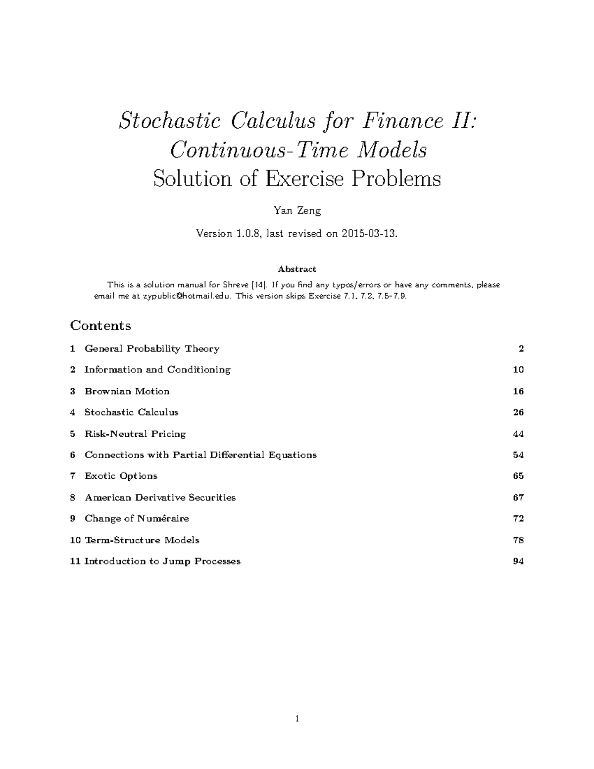 Shreve stochcal 4fin 2 - Stochastic Calculus for Finance II: Continuous ...