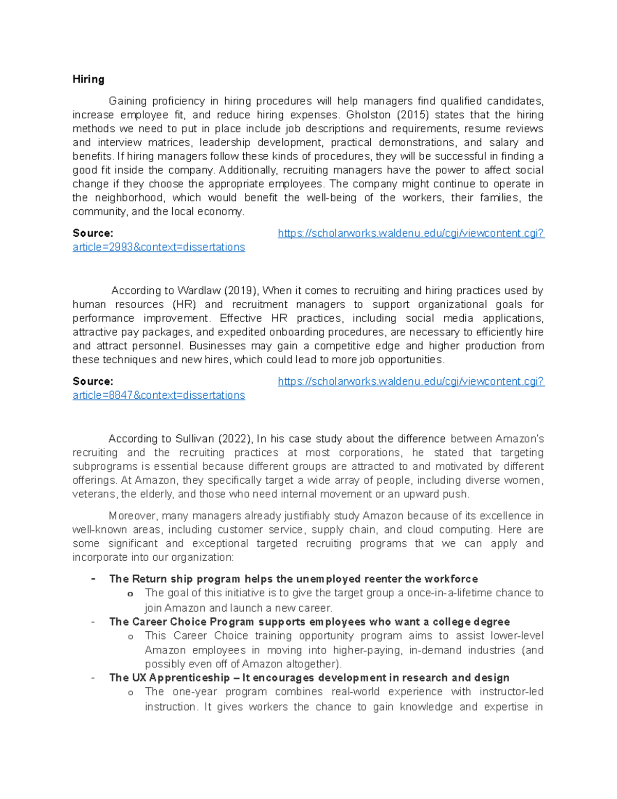 Case Studies Review Hiring to Retiring - Hiring Gaining proficiency in ...