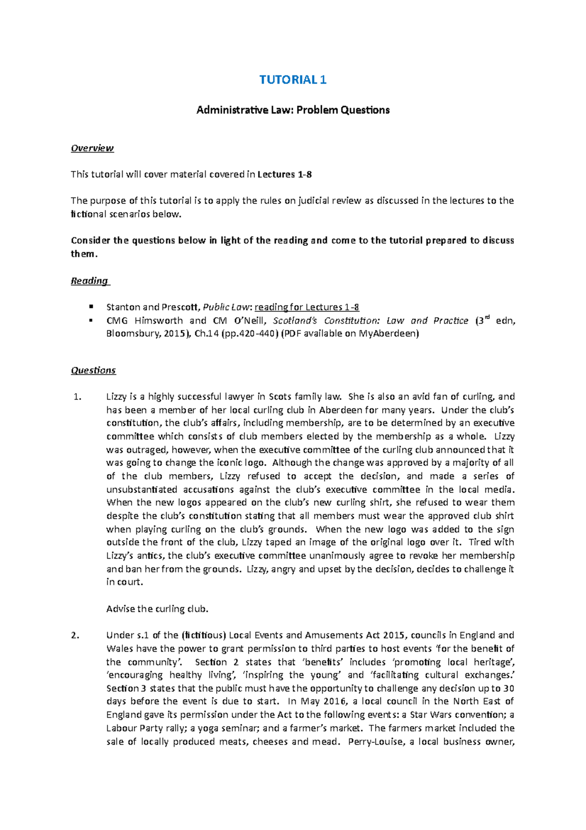 Tutorial Cycle 1 Questions - LS2033 - TUTORIAL 1 Administrative Law ...