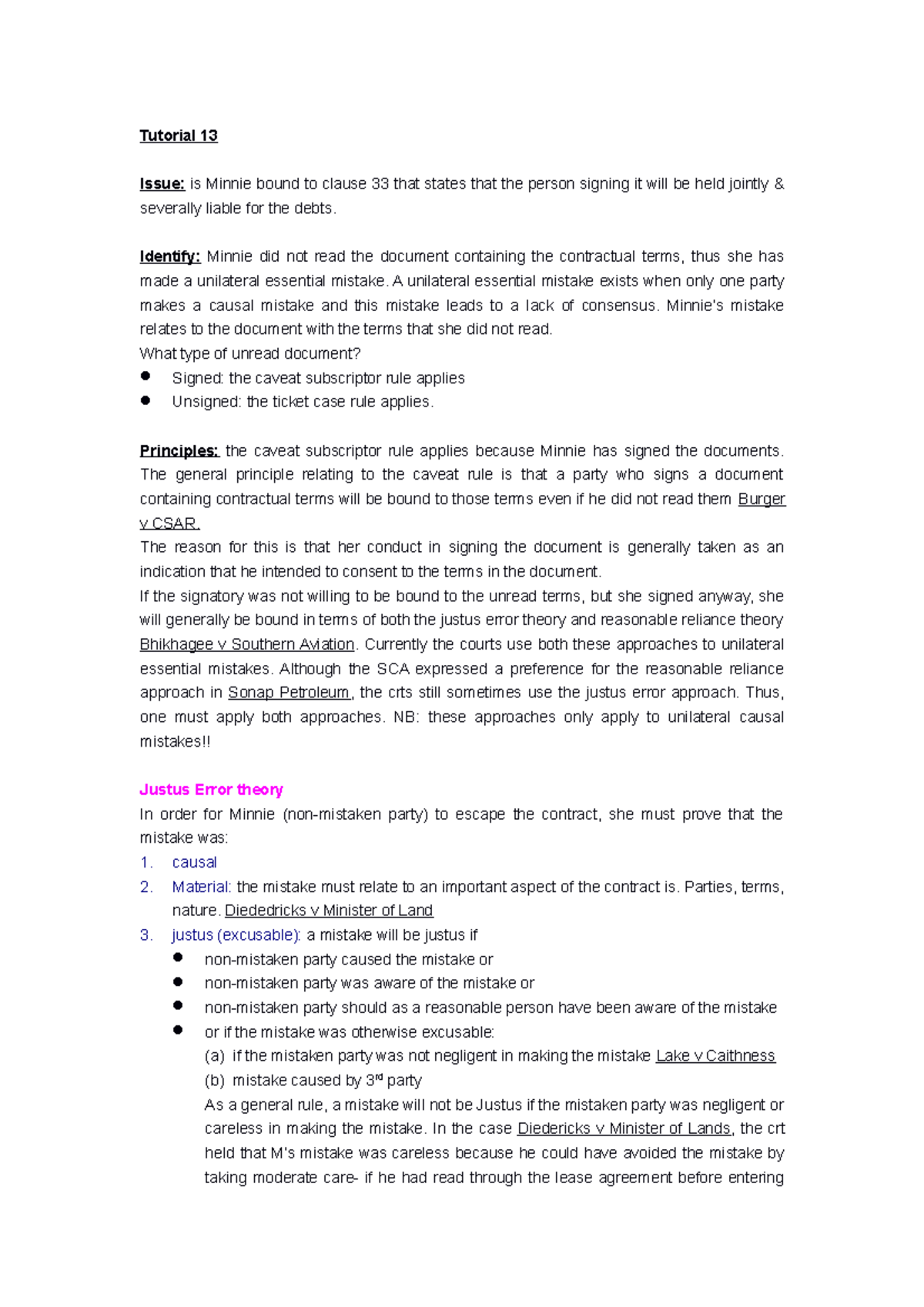 Tutorial 13 - helps with practice - Tutorial 13 Issue: is Minnie bound ...