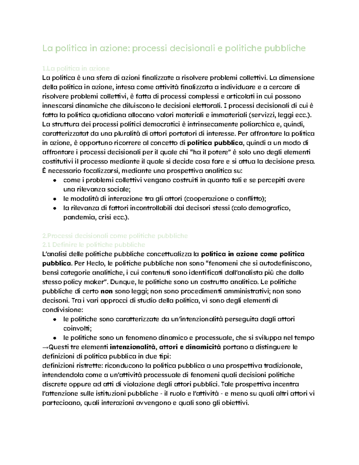 Scienza Politica - La politica in azione: processi decisionali e ...