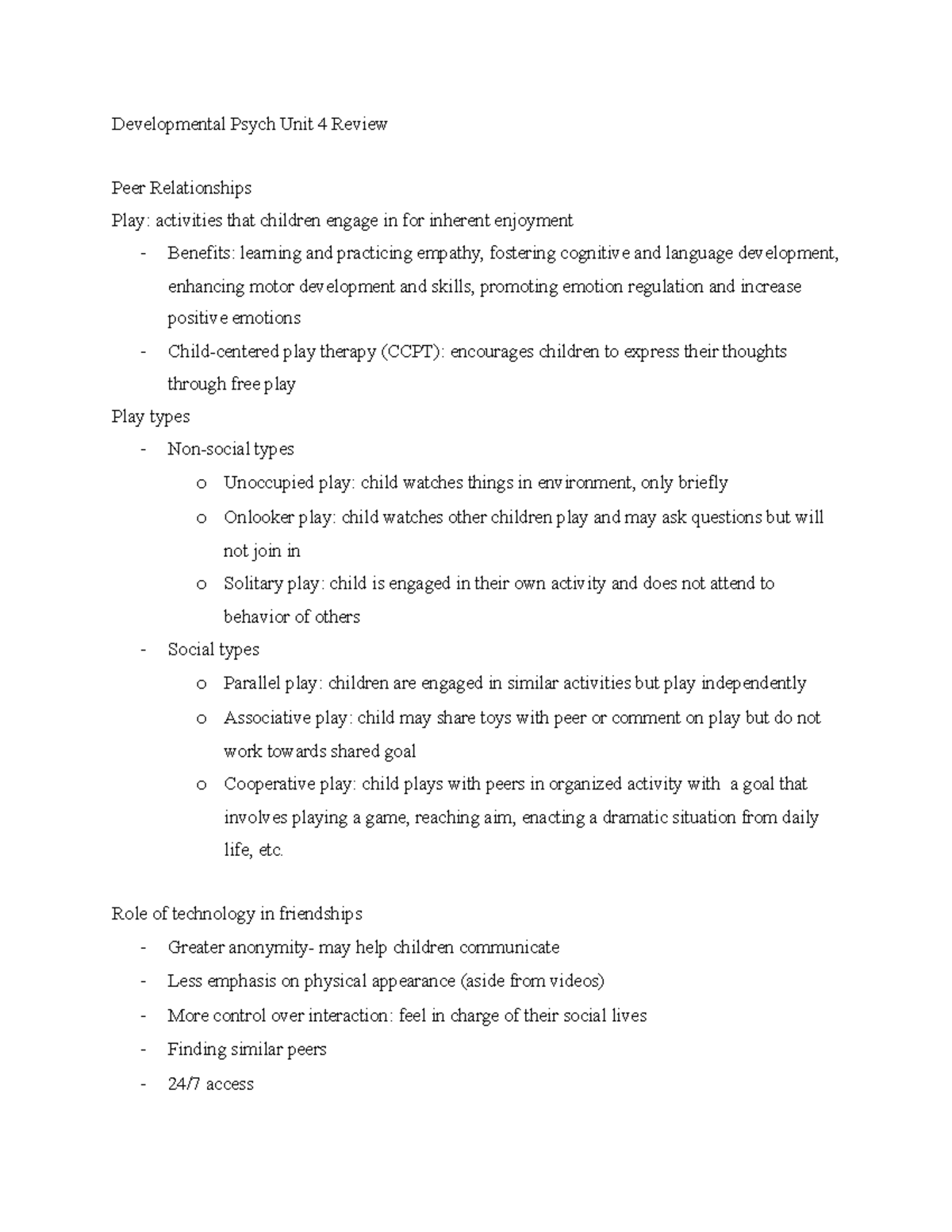 Unit 4 Review Developmental Psych - Developmental Psych Unit 4 Review ...