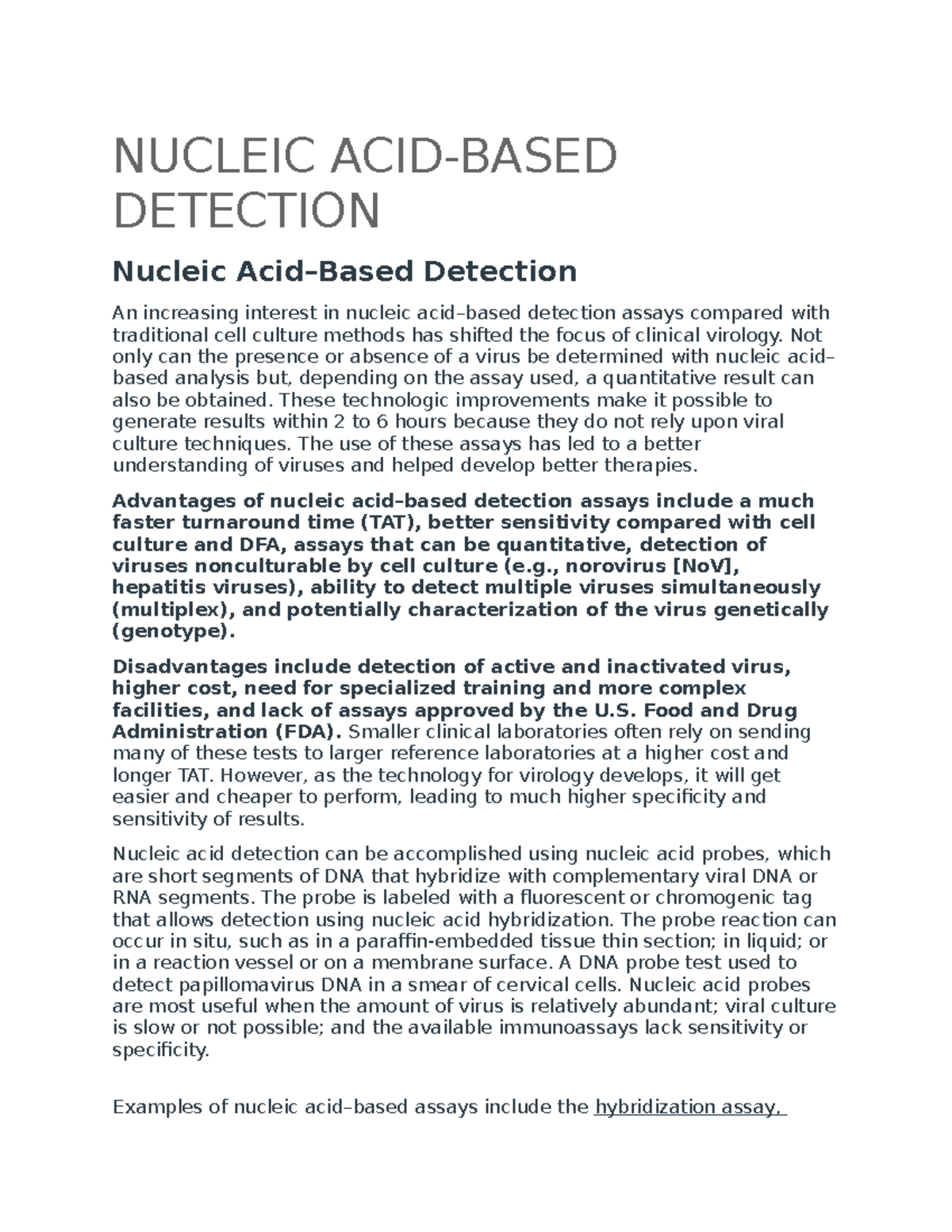Nucleic ACID - NUCLEIC ACID-BASED DETECTION Nucleic Acid–Based ...