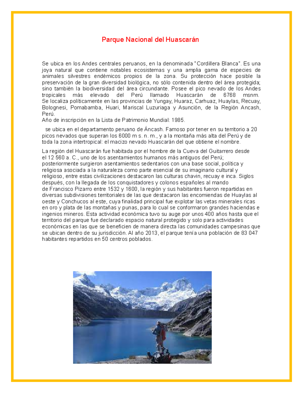 Parque Nacional del Huascarán - Parque Nacional del Huascarán Se ubica ...