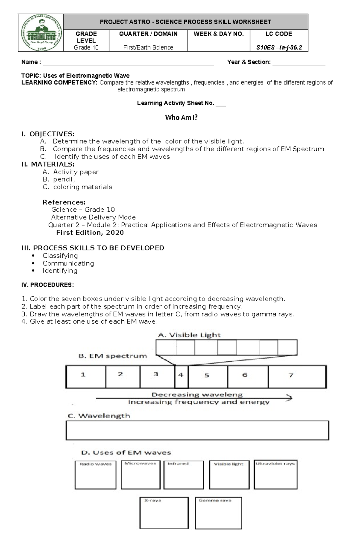 Astro 1 Physics - Name ...