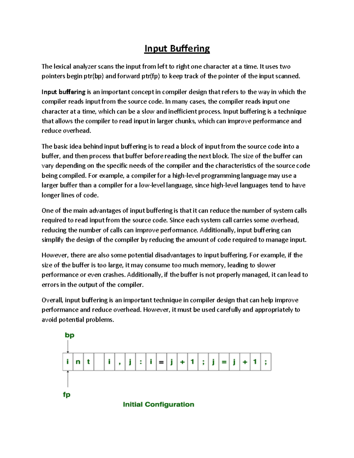 Lect 15 Input Buffering - Input Buffering The lexical analyzer scans ...
