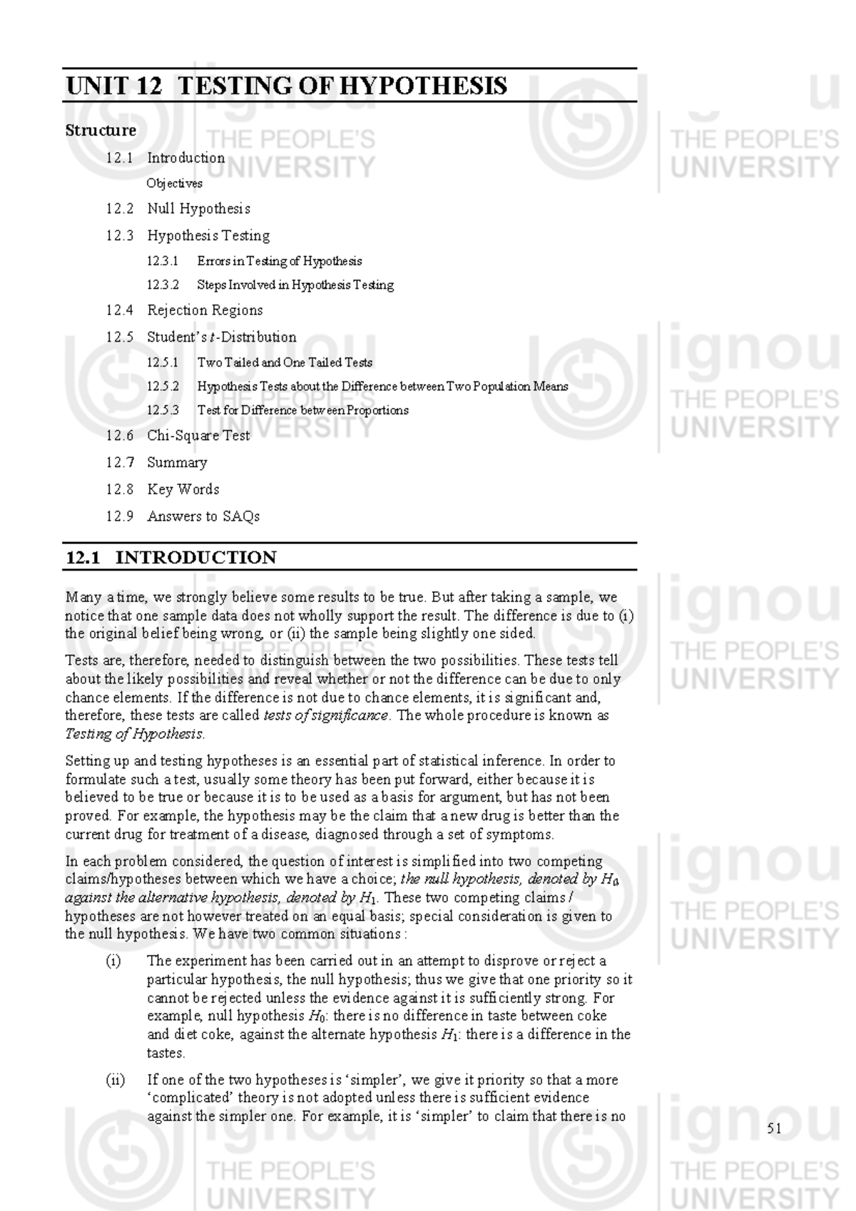 Unit-12 - Okay - Testing of Hypothesis UNIT 12 TESTING OF HYPOTHESIS ...