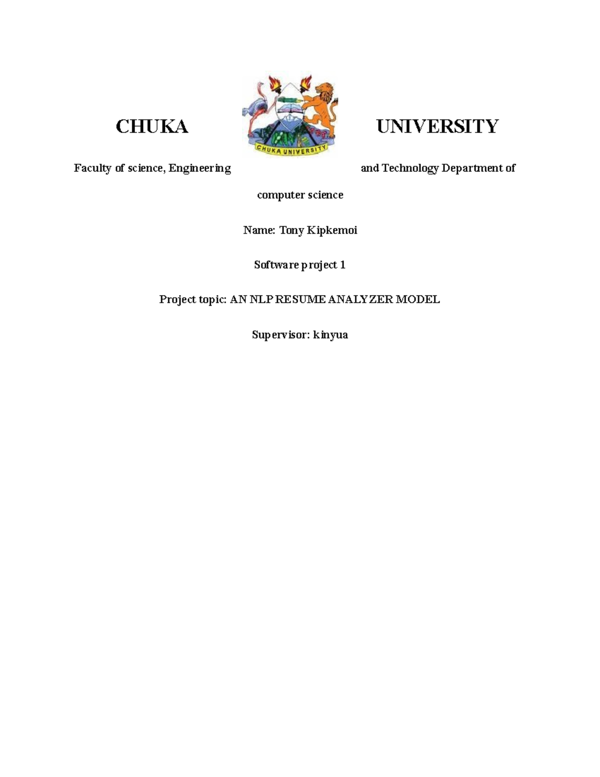 Natural Languange Processing Languange Chuka University Faculty Of
