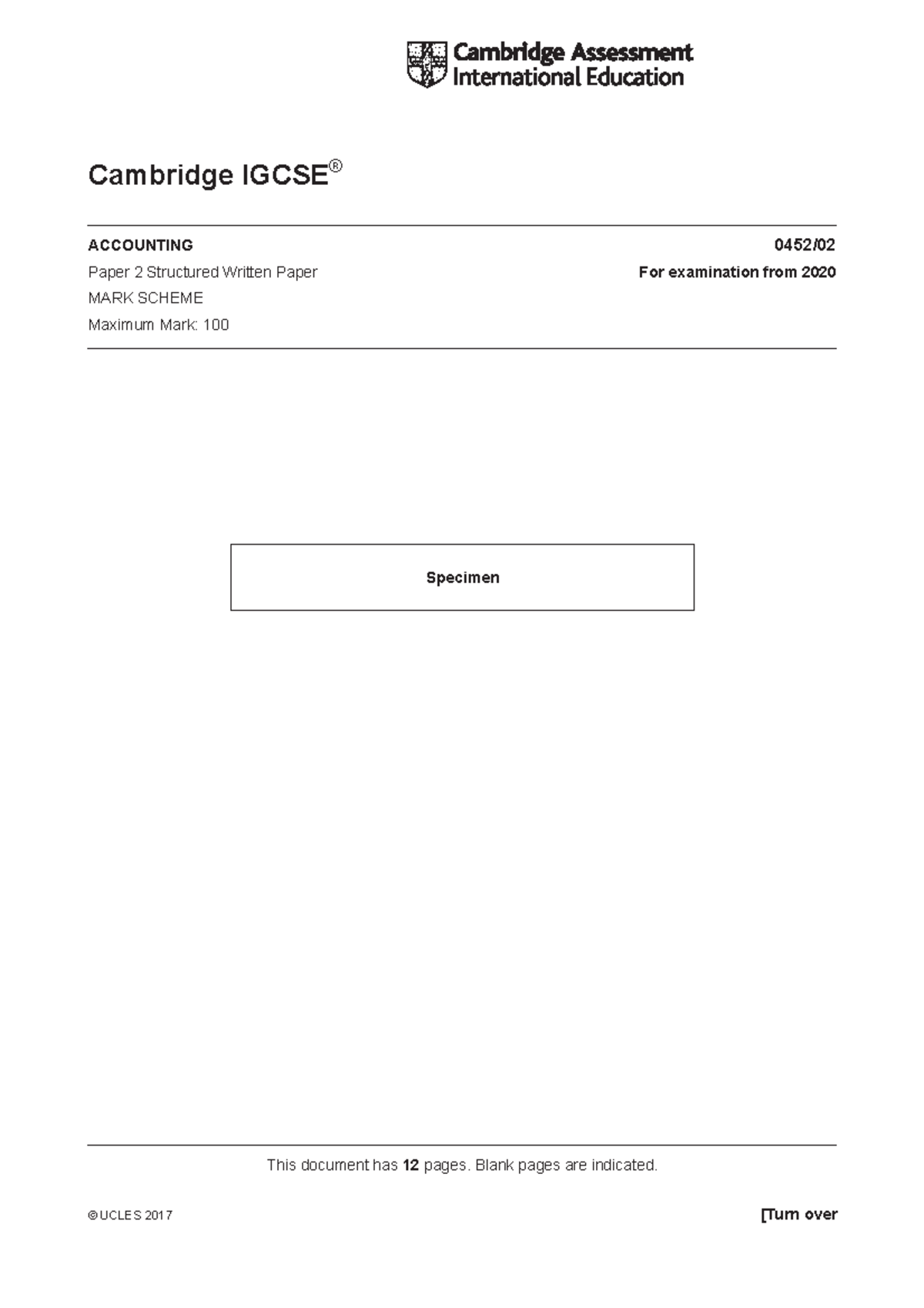 414626 2020 specimen paper 2 mark scheme - This document has 12 pages ...