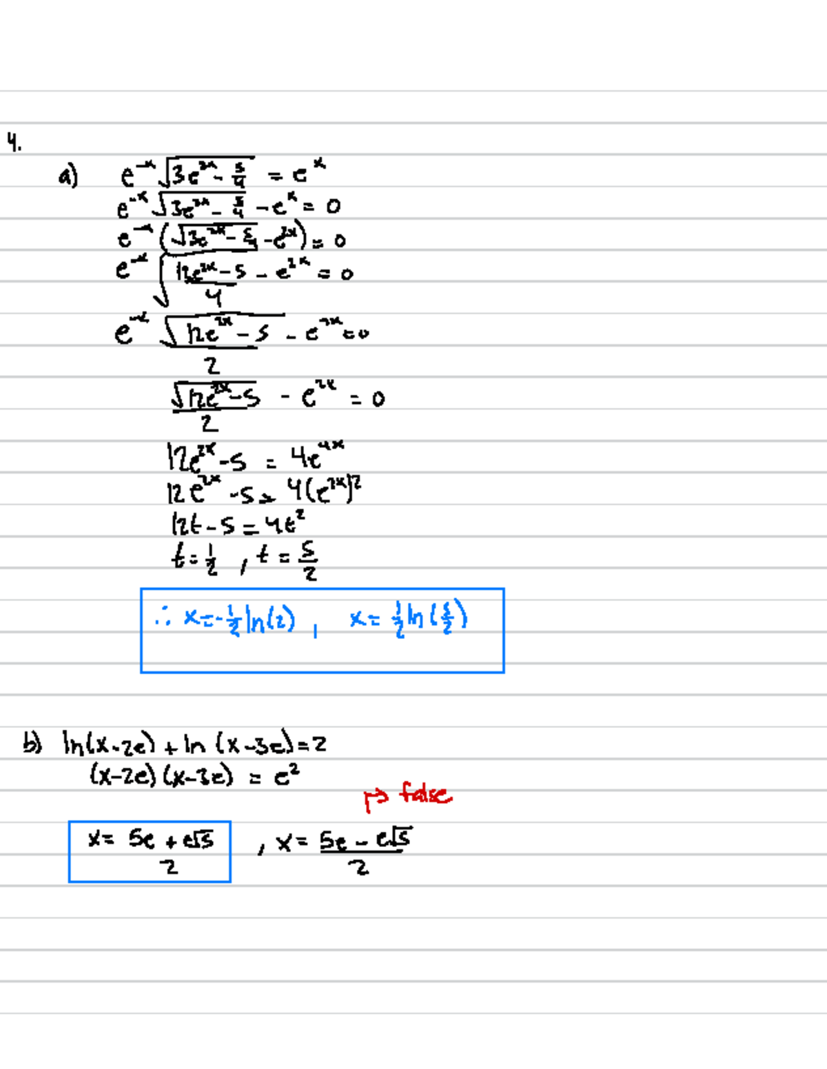 Untitled (Draft) 13 - another assignemnt - Math 127 - 4. a) e = ex e ...