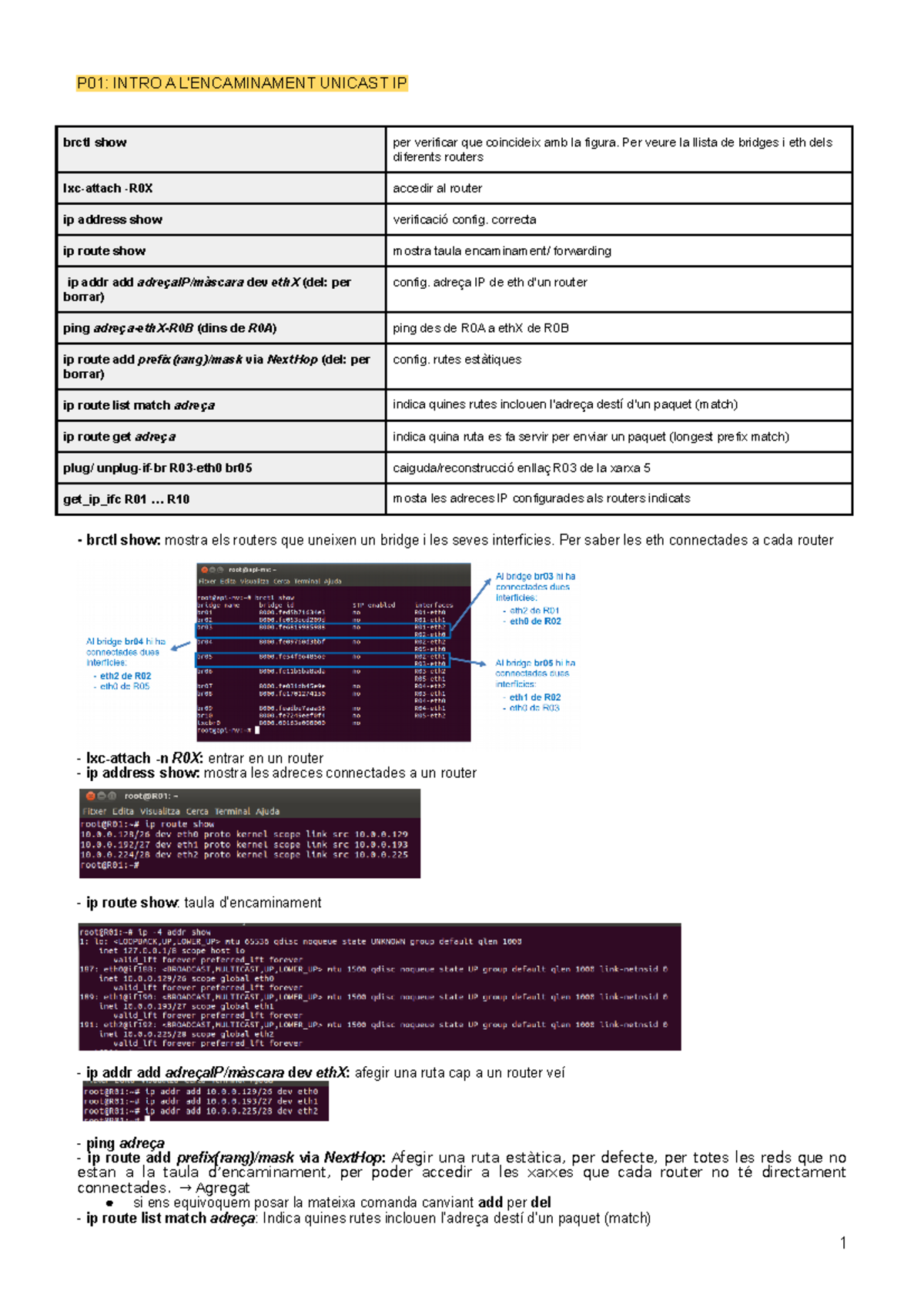 Comandos PA1 P1 - Bon resum de pa1 api - P01: INTRO A L’ENCAMINAMENT ...