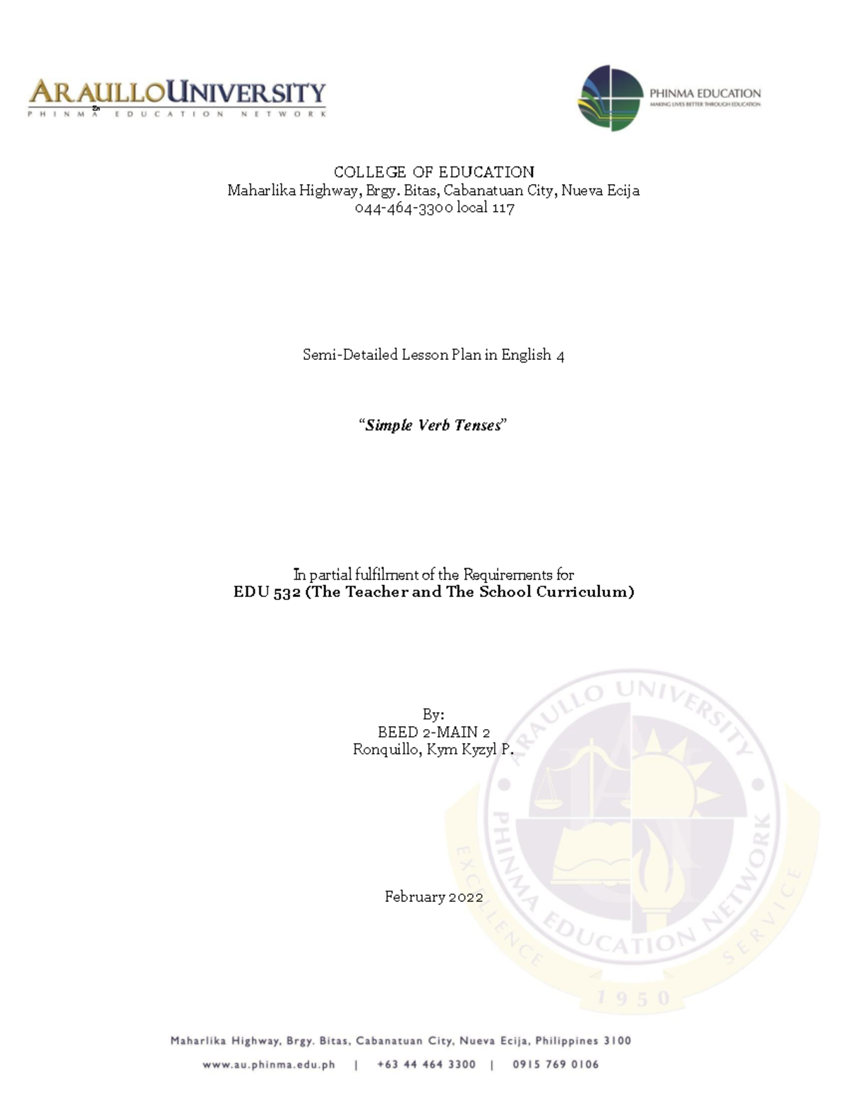 Semi-detailed LP in Eng. 4 - En COLLEGE OF EDUCATION Maharlika Highway ...