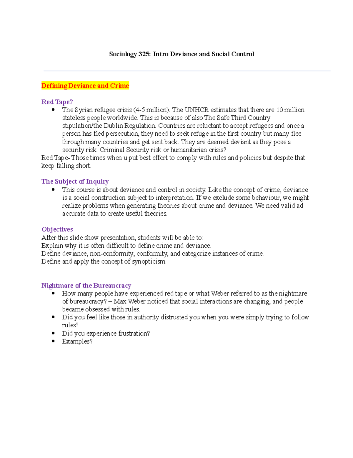 SOCI Notes: Intro - Sociology 325: Intro Deviance and Social Control ...