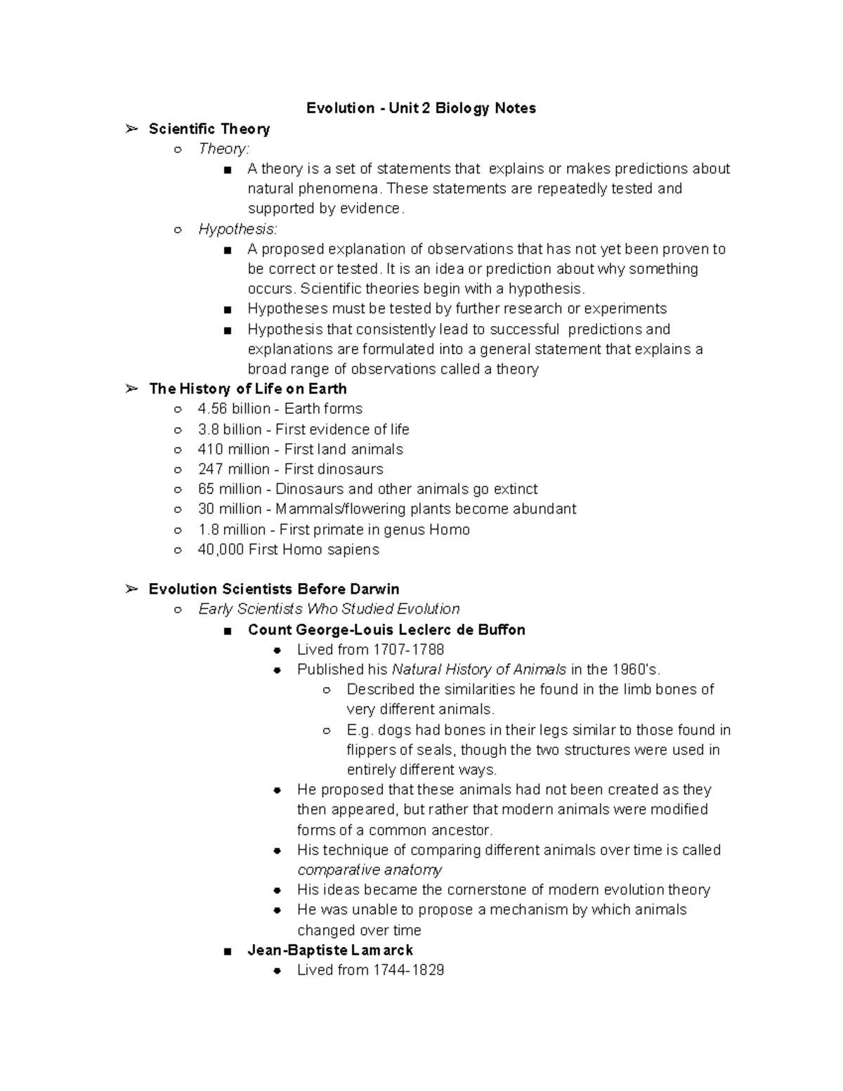G11 Biology Unit 2 Notes - Evolution - Evolution - Unit 2 Biology Notes ...