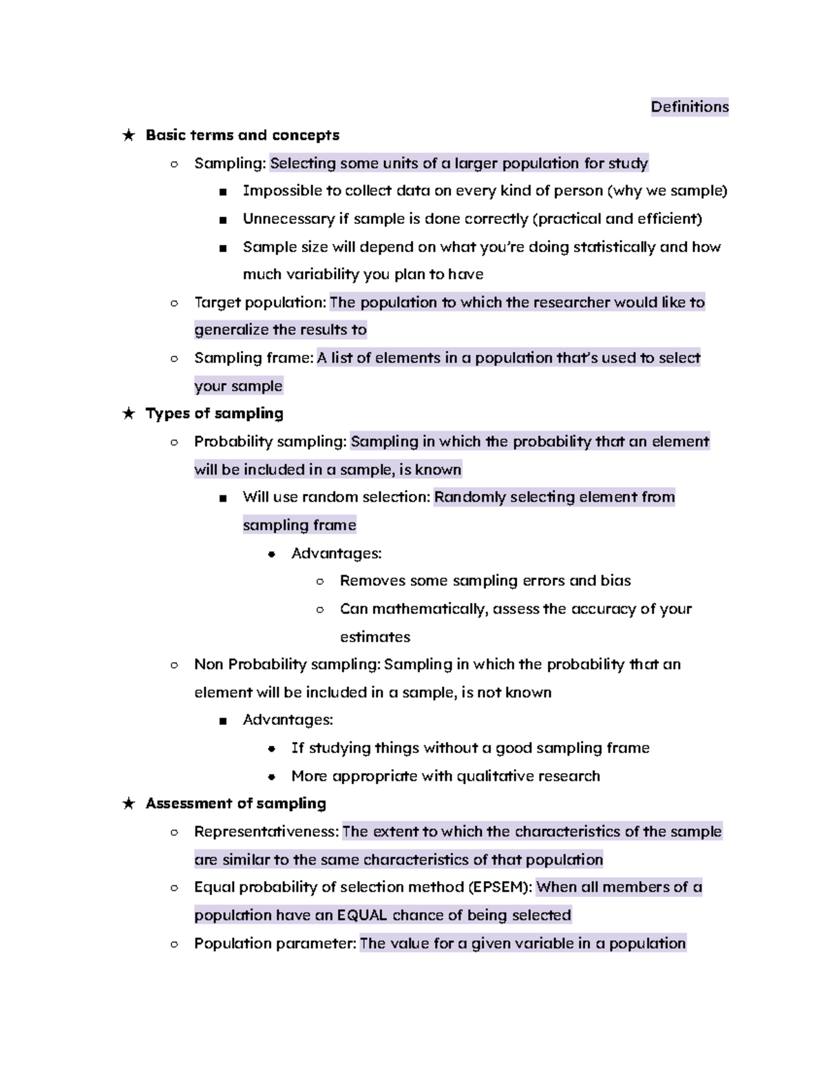 Chapter 6 Sampling Lecture Notes From Spring Semester
