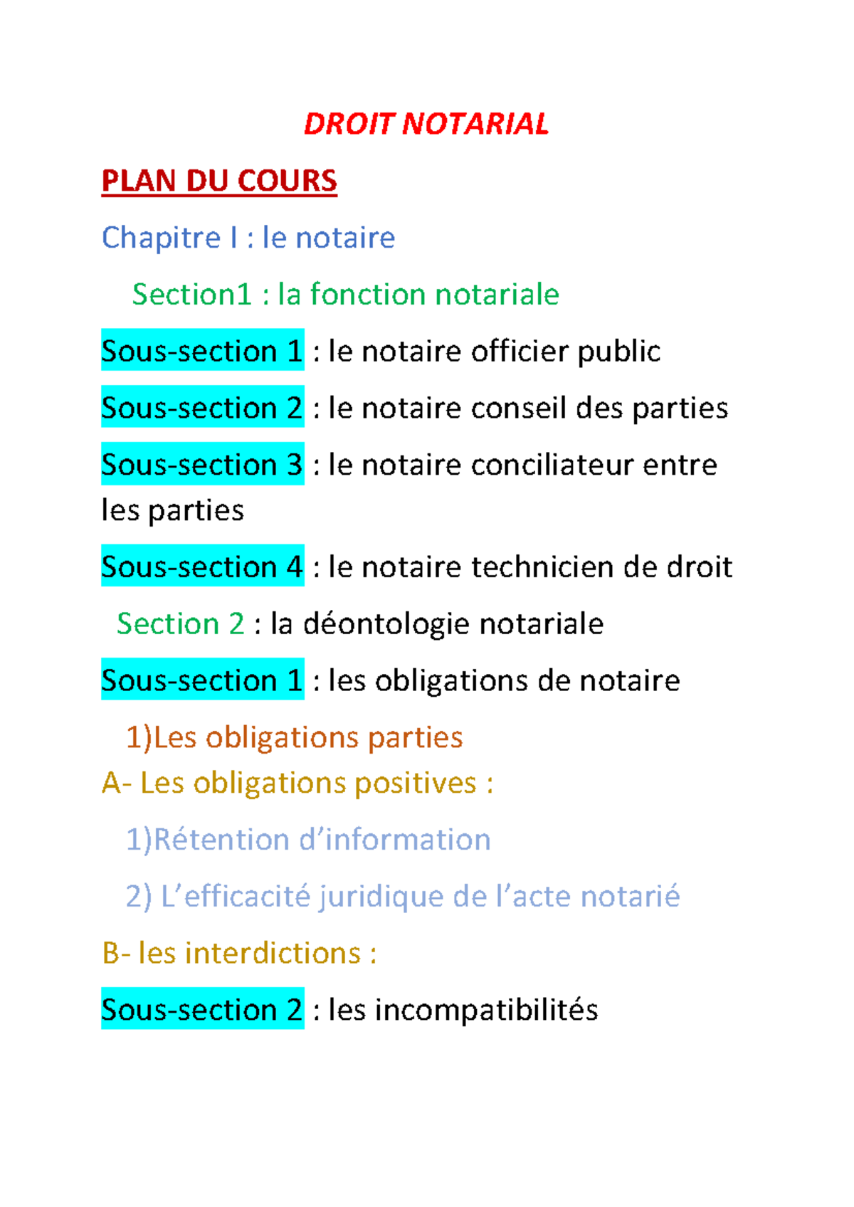Droit Notarial M-compressé - DROIT NOTARIAL PLAN DU COURS Chapitre I ...